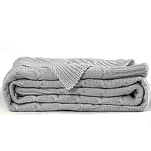 Knit Throw Blanket for Couch 50 x 60 inches Woven Decorative Blankets Cozy Lightweight Throw for Sofa Bed Living Room All Seasons Suitable for Women Men and Kids Grey
