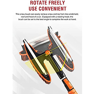 DUGAO 43" Ice Scrapers for Car Windshield Extendable Snow Brush 5 in 1 with Squeegee Foam Grip and 360° Pivoting Brush Head for Car SUV Truck