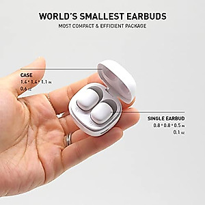 ADV. 500 True Wireless Earbuds, World's Smallest Wireless BT 5.2 Earphones Wide-Range Connection, Touch Control, Built-in Mic, Powerful Sound with Deep Bass [White]