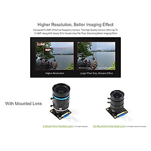 Waveshare IMX477 12.3MP Camera for Raspberry Pi CM3/CM3 Lite/CM3+/CM3+ Lite/CM4/Jetson Nano Developer Kit Supports C/CS Lenses(Required but Not Included)