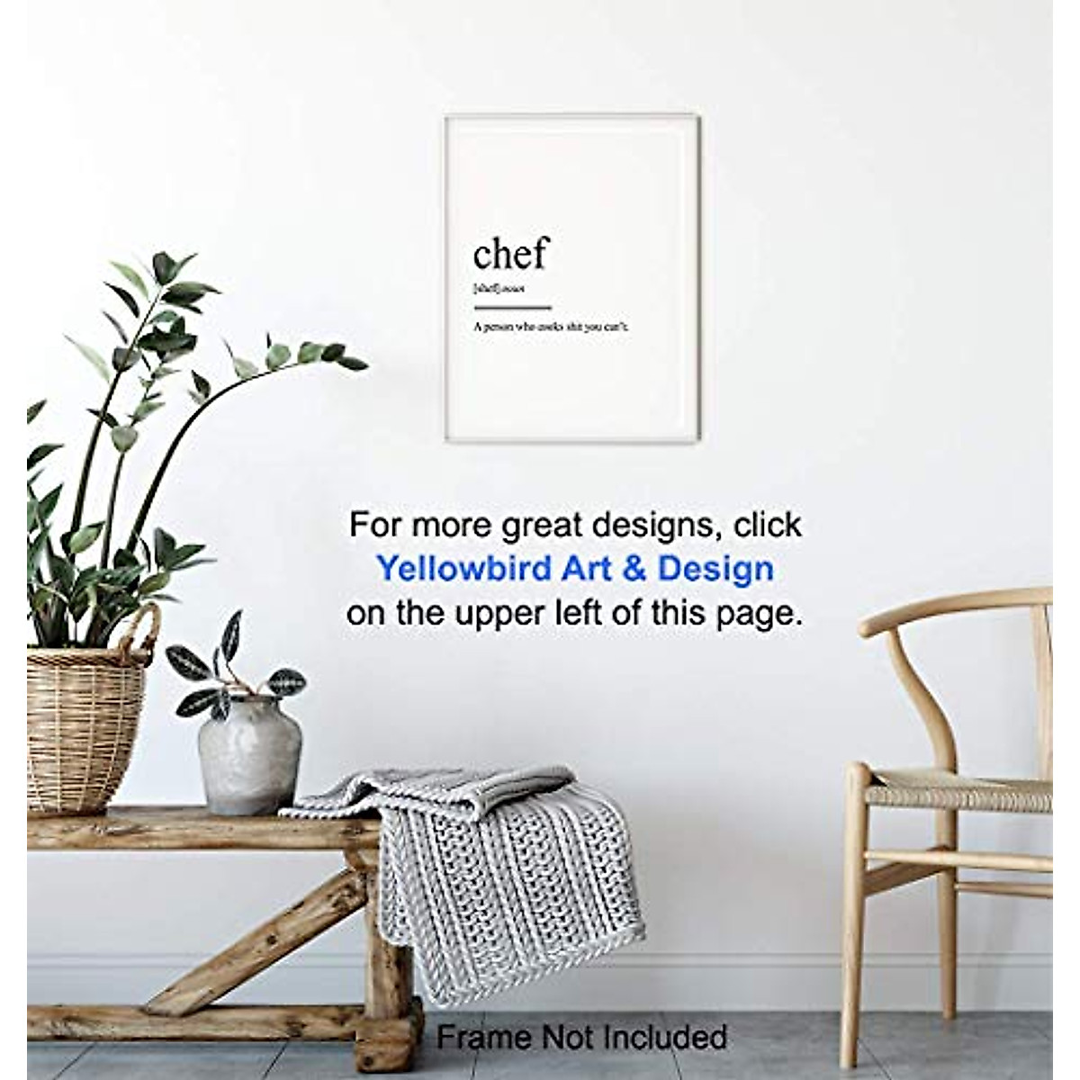 Chef Definition Typography Wall Art Print - Funny Home Decor for Kitchens - A Perfect Gift for Mothers Day, Moms, Cooks and Chefs - 8x10 Photo - Unframed