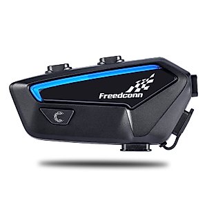 FreedConn Motorcycle Helmet Bluetooth Communication System FX 10 Riders Group Using Universal Pairing Helmet Intercom with Music Sharing IP67 Ultra-Thin Body (FX-Black)