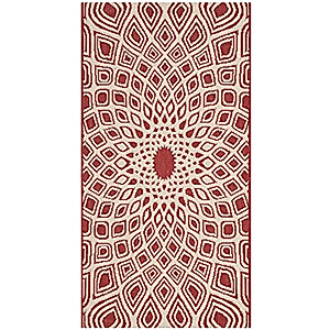 SAFAVIEH Courtyard Collection 2'7" x 5' Red/Beige CY6616 Indoor/ Outdoor Waterproof Easy-Cleaning Patio Backyard Mudroom Area-Rug