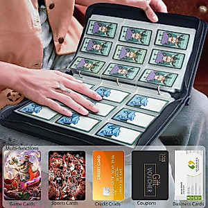 Binceen Trading Card Binder 900 Pockets, Portable Premium Card Album, Sturdy Card Holder Folders with Zipper for Baseball, Basketball and Football Cards (black)