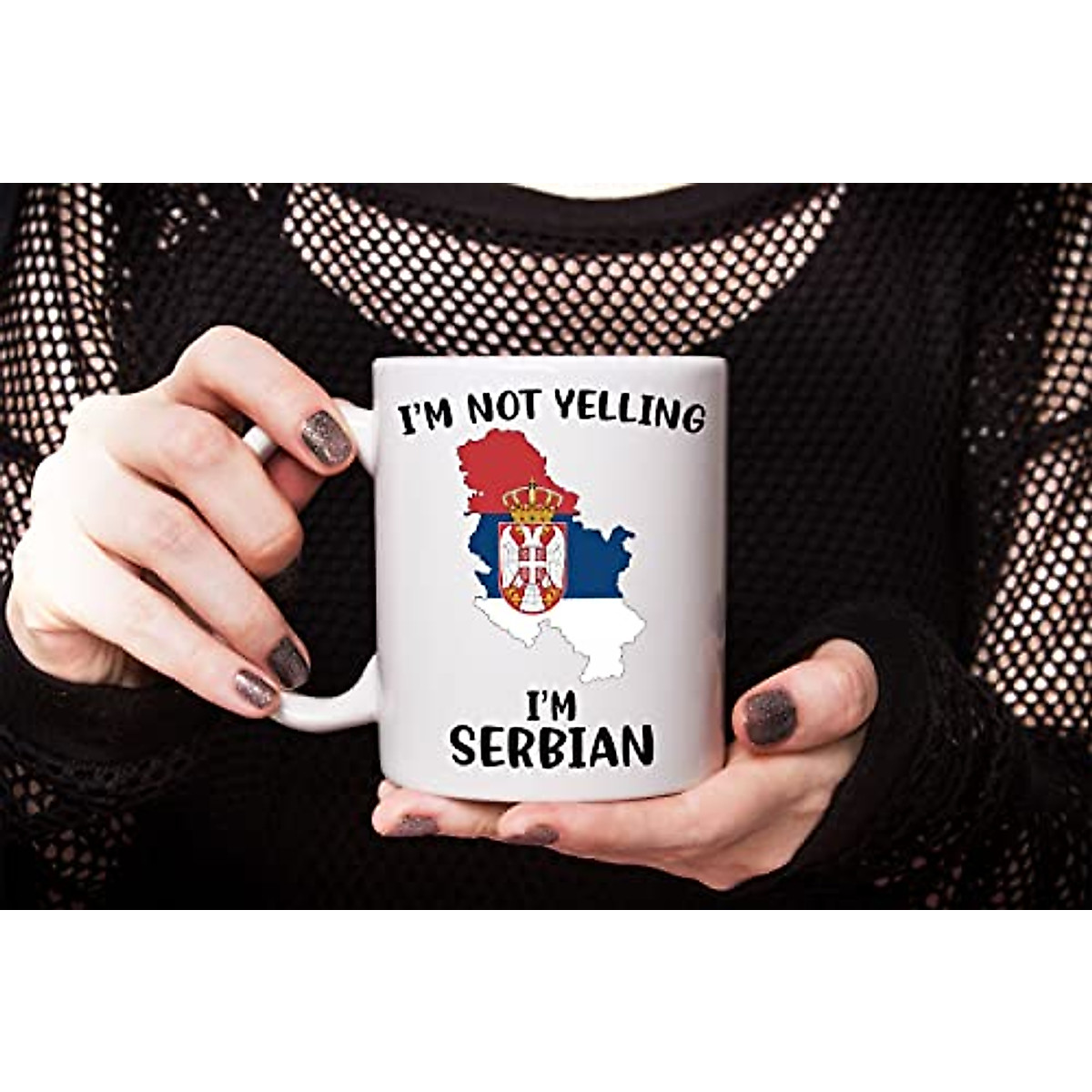 Funny Serbia Pride Coffee Mugs, I'm Not Yelling I'm Serbian Mug, Gift Idea for Serbian Men and Women Featuring the Country Map and Flag, Proud Patriot Souvenirs and Gifts