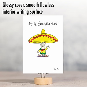 NobleWorks - 1 Cartoon Happy Birthday Card Funny - Hilarious Comic Greeting, Notecard with Envelope - Feliz Enchiladas C9589BDG
