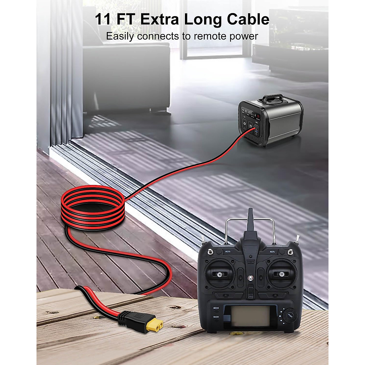 11FT XT60 Extension Cable, 10AWG XT60 Male to Female Adapter Connector Extension Wire for RC Battery Solar Panel Portable Power Station Pack FPV Drone and All XT60 Plug Devices