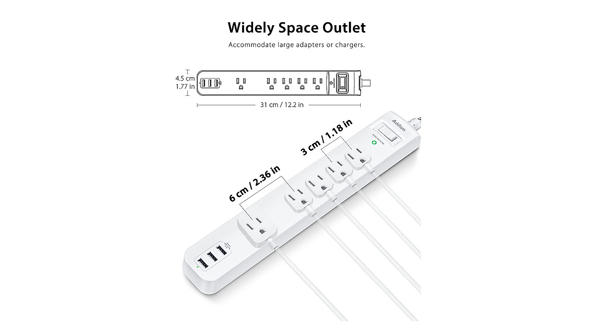 Power Strip Surge Protector with USB Ports - 2 Pack Extension Cords