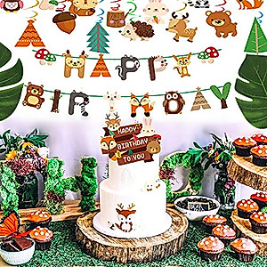 LaVenty Set of 15 Woodland Party Supplies Animal Birthday Banner Woodland Animals Banner Forest Animal Friends Themed Party Decorations Woodland Animals Baby Shower Birthday Party Decorations