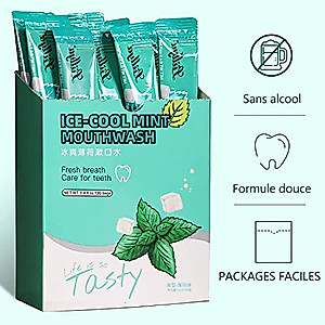 Liillya Travel Mouthwash, On The Go Single Use Mouthwash Packets Alcohol Free Mini Mouthwash for Adults Great for Work, Smokers, Hotels 20 Single Packs