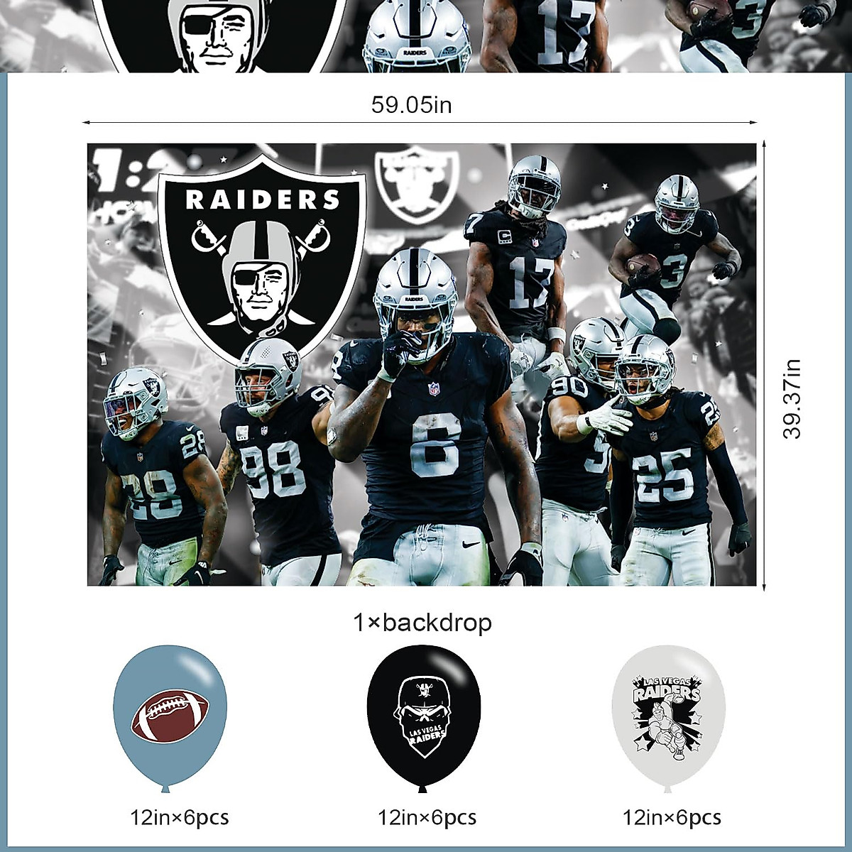 Las-Vegas Raiders Birthday Backdrop,Las-Vegas Raiders Poster for Football Raiders Theme Party Decorations Birthday Supplies Background Studio Shoot Photo Props