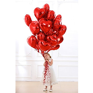 30 pcs Red Heart Balloons 18" Foil Love Balloons Mylar Balloons heart balloons for Valentines Day Propose Marriage Wedding Anniversary Backdrop Birthday Party Supplies