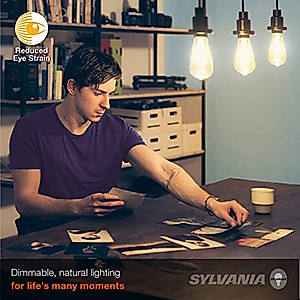 Sylvania Reduced Eye Strain ST19 LED Light Bulb, 40W = 5W, 13 Year, Dimmable, Clear, 2700K, Soft White - 8 Pack (41235)