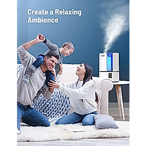 Humidifiers for Bedroom, Upgrade 4L Cool Mist Humidifiers with Humidistat, PARIS RHÔNE Smart Vaporizer humidifier for Home Large Room, LED Display, Quiet Operation, Sleep Mode, 24H Timer, Night Light