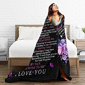 KASETER Gifts for Mom to My Mom Blanket from Daughter Son Flower Butterfly Throw Blankets for Couch Bedroom Sofa Warm Blanket Positive Encourage and Love 50x60 in