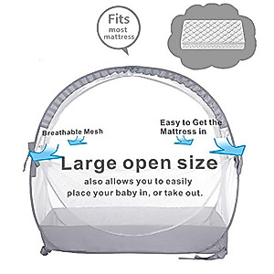 JOINSI Safety Crib Tents to Keep Toddler in, Pop Up Baby Mosquito Net Cover Bed Canopy for Infant