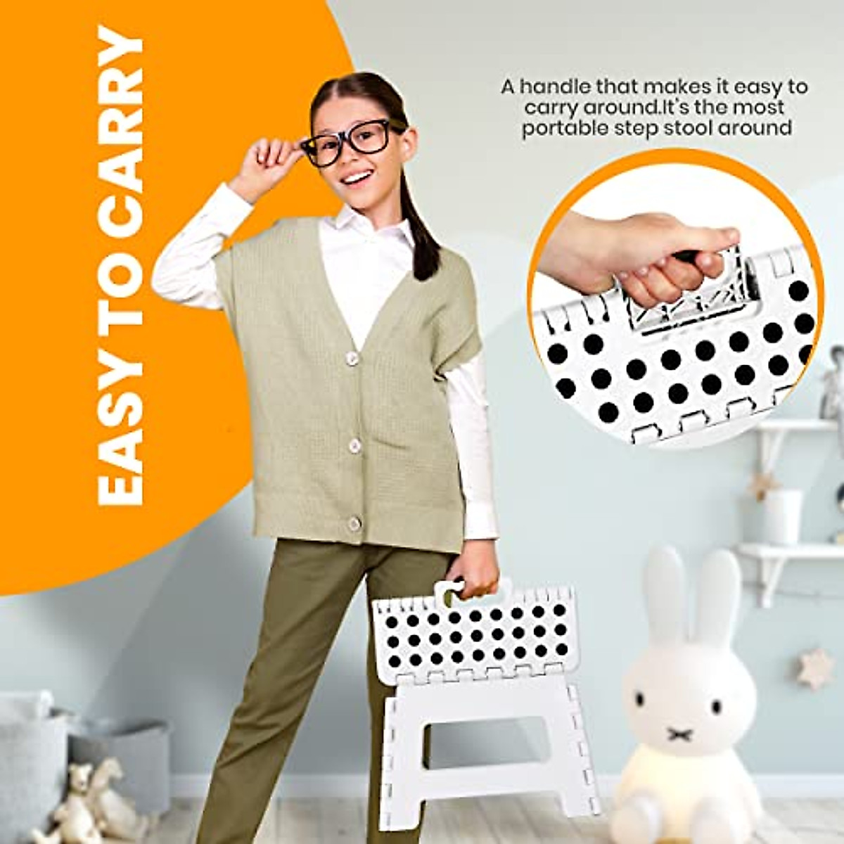 Utopia Home Folding Step Stool - (Pack of 2) Foot Stool with 9 Inch Height - Holds Up to 300 lbs - Lightweight Plastic Foldable Step Stool for Kitchen, Bathroom & Living Room (White)