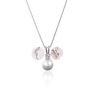 QAPAWE White Single Pearl Necklace Pendants | One Pearl Pendant Necklace with a pearl Jewelry | Pearl drop Necklace | Silver Pearl Necklaces for Women (DS740, 8MM)