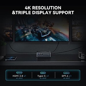 Mini Gaming PC Windows 11 Pro, 11th Intel i5-1135G7 Thunderbolt 4 6GB DDR4 512GB M.2 NVMe SSD, 4K Triple Display WiFi 6 BT5.2