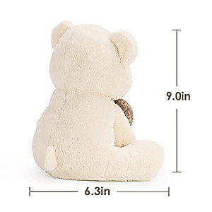 MODIFYI Plush Toys, Gift Toy, Huggable Bear Stuffed Animal Toy, Hugging A Heart-Shaped Toy, Soft and Lovely Plush Puppy, Washable, Suitable for Newborns, Toddlers, Kids, Multi, Beige, 9"
