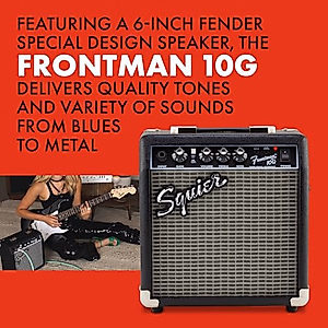 Stratocaster Electric Guitar Kit with Amp, Bag, Strap - Fender Squier, Poplar Body, Laurel Fingerboard