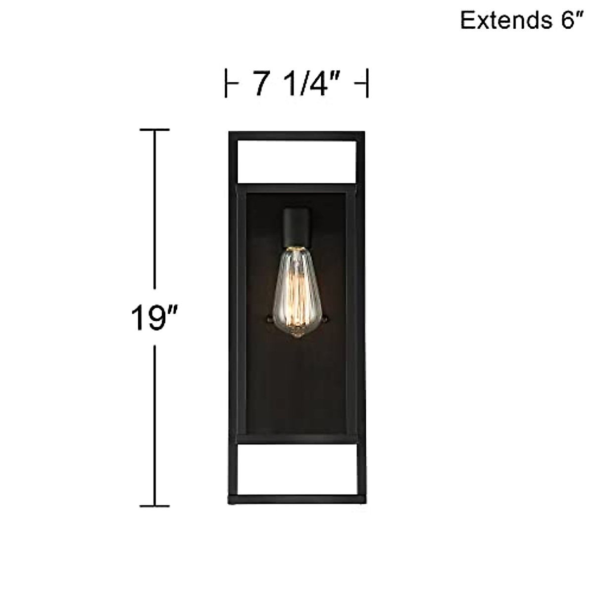Possini Euro Design Jericho Modern Industrial Outdoor Wall Light Fixture Textured Black Metal 19" Clear Glass Panel for Exterior House Porch Patio Outside Deck Garage Yard Front Door Garden Home