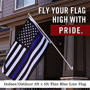 Thin Blue Line USA Flag 3x5 ft | Heavy Duty Police Flag | Back The Blue | Blue Lives Matter Flag | Quadruple Stitched Fly End | Durable High-Performance 210D Nylon for High Winds | Brass Grommets