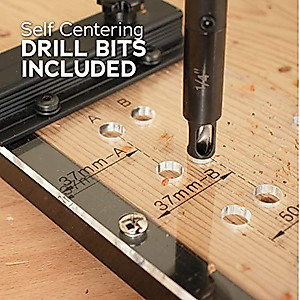 EZ Align Premium Shelf Pin Drilling Jig With 1/4" And 5mm Self Centering Drill Bits, Dual Sided Shelf Pin Jig for Easy Alignment On Both Sides Of The Shelf