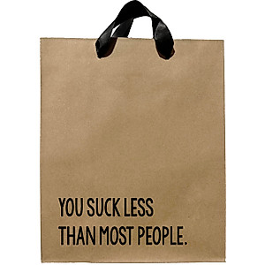 Funny Birthday Gift Bags, You Suck Less Than Most People Kraft Gift Bag With Black Ribbon Handles, Novelty Gift Bags, White Elephant Gift Bag, Gift Bag For Friend, Christmas Gift Bag