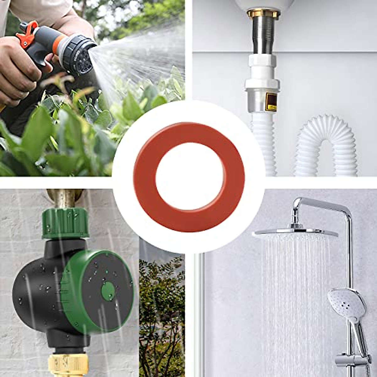 30 Pcs Garden Hose Washer Rubber, Hosnhh Heavy Duty Rubber Washer Fit All Standard 3/4" Garden Hose Fittings, Watering Timer, Sprinkler (Red）