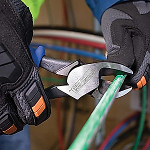 Klein Tools J2000-59 Pliers, Diagonal Cutting Journeyman Pliers with High-Leverage Design, Larger Head and Extra Long Blades, 9-Inch