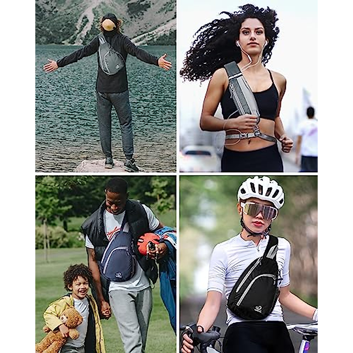 WATERFLY Crossbody Sling Bag Small Water Resistant Backpack Lightweight Shoulder Chest Daypack for Men Women Hiking Travel