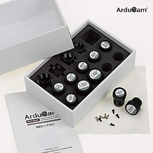 M12 Lens Set, Arducam Lens for Raspberry Pi Camera (1/4") and Arduino, Telephoto, Macro, Wide Angle, Fisheye Lens Kit (10°- 200°) with M12 Lens Holder and Cleaning Cloth, Optical All-in-One