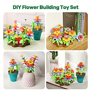 CUTE STONE Flower Garden Building Toys for Girls Age 3 4 5 6 7-Kids with Light & Music-Stacking Game for Toddlers Playset-Educational Activity STEM Toys Gifts,140PCS