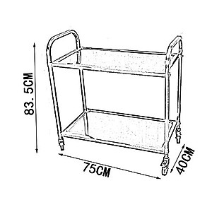MTYLX Trolley,Cart,Household Multi-Layer Trolleys,Cart Service Restaurant Garage Steel Handle Pushbar Arcuate Handle Multifunction Easy to Move, 3 Sizes,Gray,75X40X83.5Cm