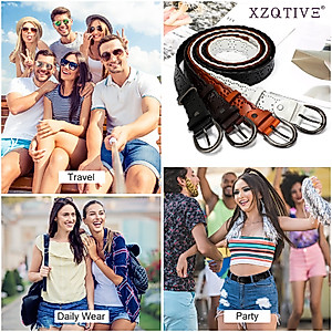 XZQTIVE Women Plus Size Leather Belt for Jeans Dresses Pants Hollow Flower Waist Belts with Solid Pin Buckle
