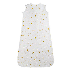 Owlivia Baby Organic Cotton 0.5tog Wearable Blanket-Light Sleeping Bag with 2-Way Zipper, Boys Girls Swaddle Sleep Sack(0.5tog Golden Star, 3-12 Months)