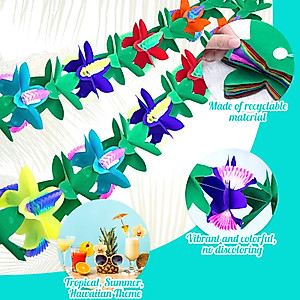 DomeStar 6 Packs Tropical Flower Garlands, Tissue Flower Banner Hibiscus Garland Hanging Party Decorations for Hawaiian Luau Party Beach Birthday Baby Shower Wedding