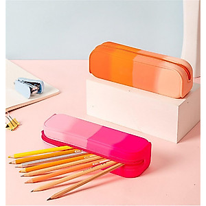 YYaaloa Pink Silicone Pencil Case,Colorful Waterproof Pencil Pouch Aesthetic Pencil Case Small Pencil Bag, Pencil Pouch for Women, Makeup Pouch