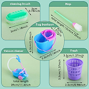 18 Pieces Dollhouse Cleaning Supplies Mini Cleaning Toys Miniature Mop Dustpan Bucket Brush Mini Cleaning Tools Pretend Play Dollhouse Furniture Garden Accessories Toys for Dolls