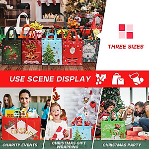 YANGTE 20 Pack Christmas Gift Bags Assorted Sizes With Handle, Non-Woven Christmas Tote Bags for Gifts Wrapping (4 Extra Large, 8 Large, 8 Medium)