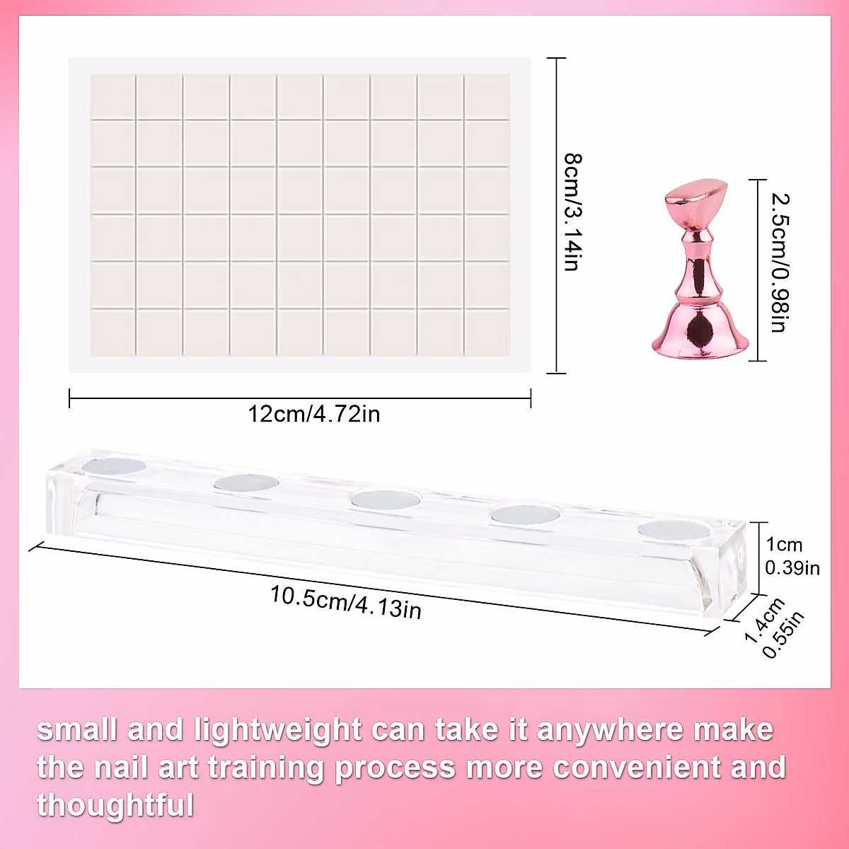 Difenni Nail Stands Acrylic Nail Art,Press on Nail Stand Magnetic Nail Tips Practice Holder 54 Pcs Reusable Adhesive Putty for DIY Painting(Pink