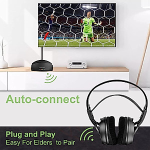 ANSTEN Wireless Headphones for TV Watching, Over Ear Headsets with RF Transmitter Charging Dock with 3.5 mm AUX/RCA, Rechargeable Stereo TV Wireless Headphone,164 ft Work Rang, No Audio Delay