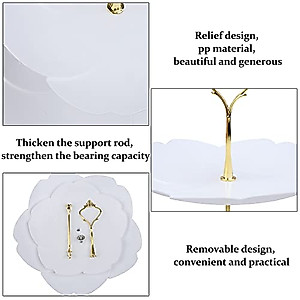 6 Set Cupcake Stand Dessert Stand 3 Tier Cake Stand White Plastic Party Cupcake Holder Tiered Candy Dessert Display Plates Serving Tray Table Decor for Baby Shower Wedding Birthday Celebration