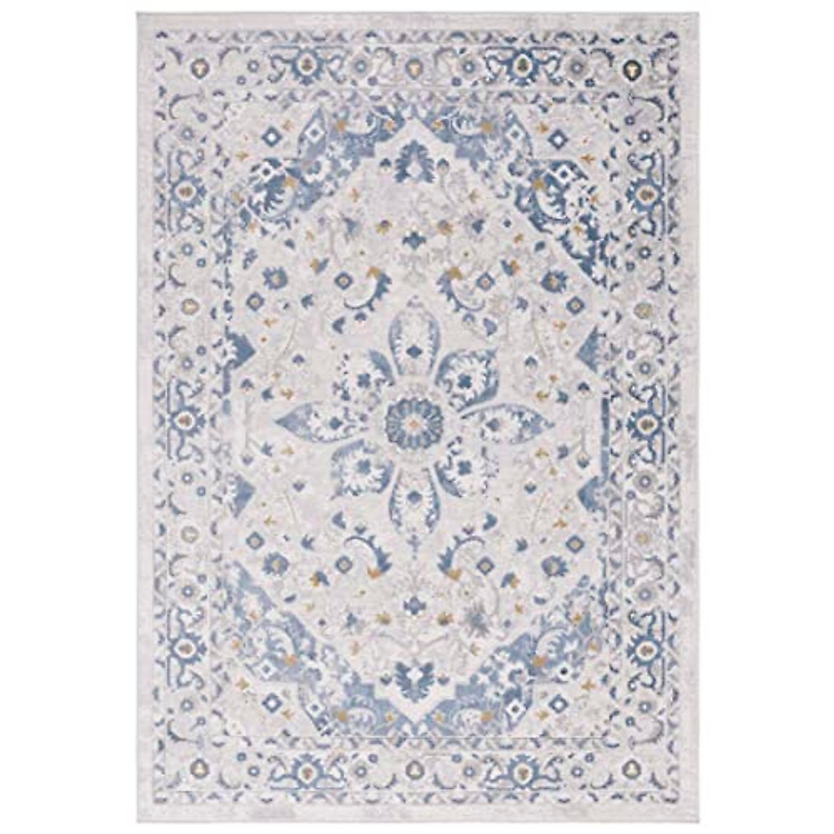 Safavieh Palma Collection 9' x 12' Beige/Light Blue PAM354A Oriental Floral Medallion Non-Shedding Area Rug