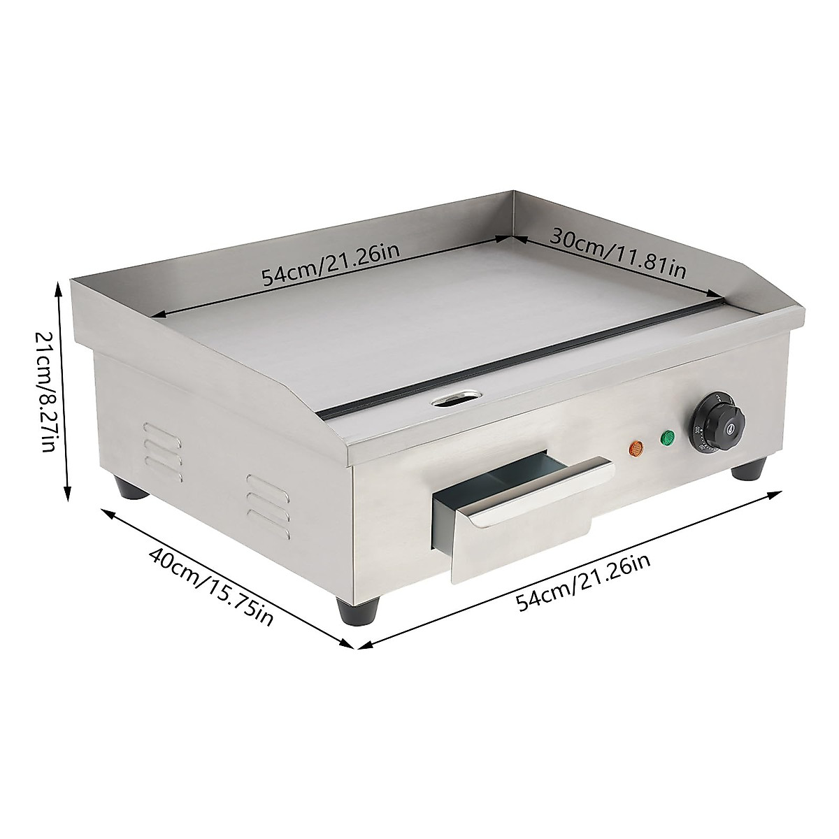 Professional Electric Griddle Commercial Electric Griddle Flat Top Grill Hot Plate Commercial Grill BBQ Electric Countertop Griddle for Restaurant Kitchen 548x350mm 110V