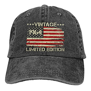 60th Birthday Gifts for Men Women Hats Vintage 1964 Shirt Hat Black Baseball Cap