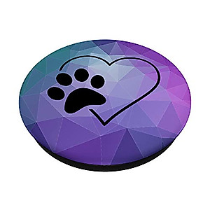 Black Paw Print Heart Dog Cat Teal Purple Polygon PopSockets Swappable PopGrip