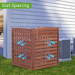 Air Conditioner Fence Screen Outside, Cedar Privacy Fence 3 Panels to Hide AC & Trash Enclosure, 32"W x 38"H