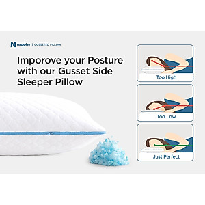 Nappler Side and Back Sleeper Pillow for Neck and Shoulder Pain Relief - Shredded Memory Foam Bed Pillow for Sleeping - 100% Adjustable Fill - Queen Size - Modal Washable Case. Extra Fill Included